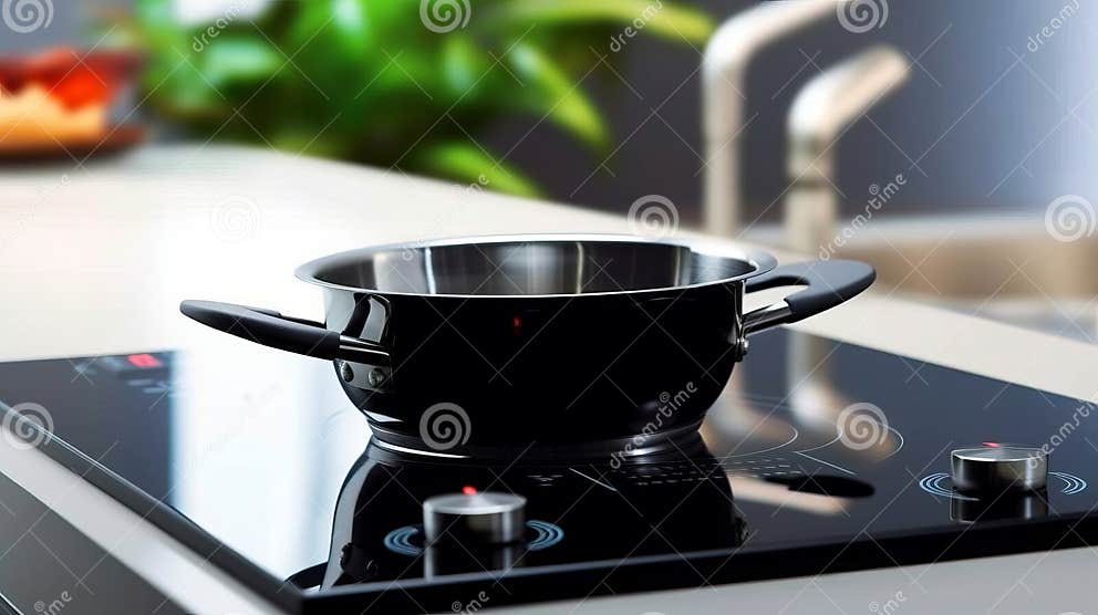 Induction Hob in a Modern Kitchen Close-up. Generative AI. Stock ...