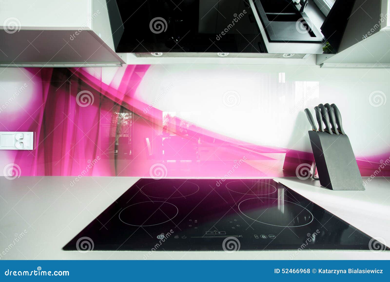 Induction Hob in Modern Kitchen Stock Photo - Image of design ...