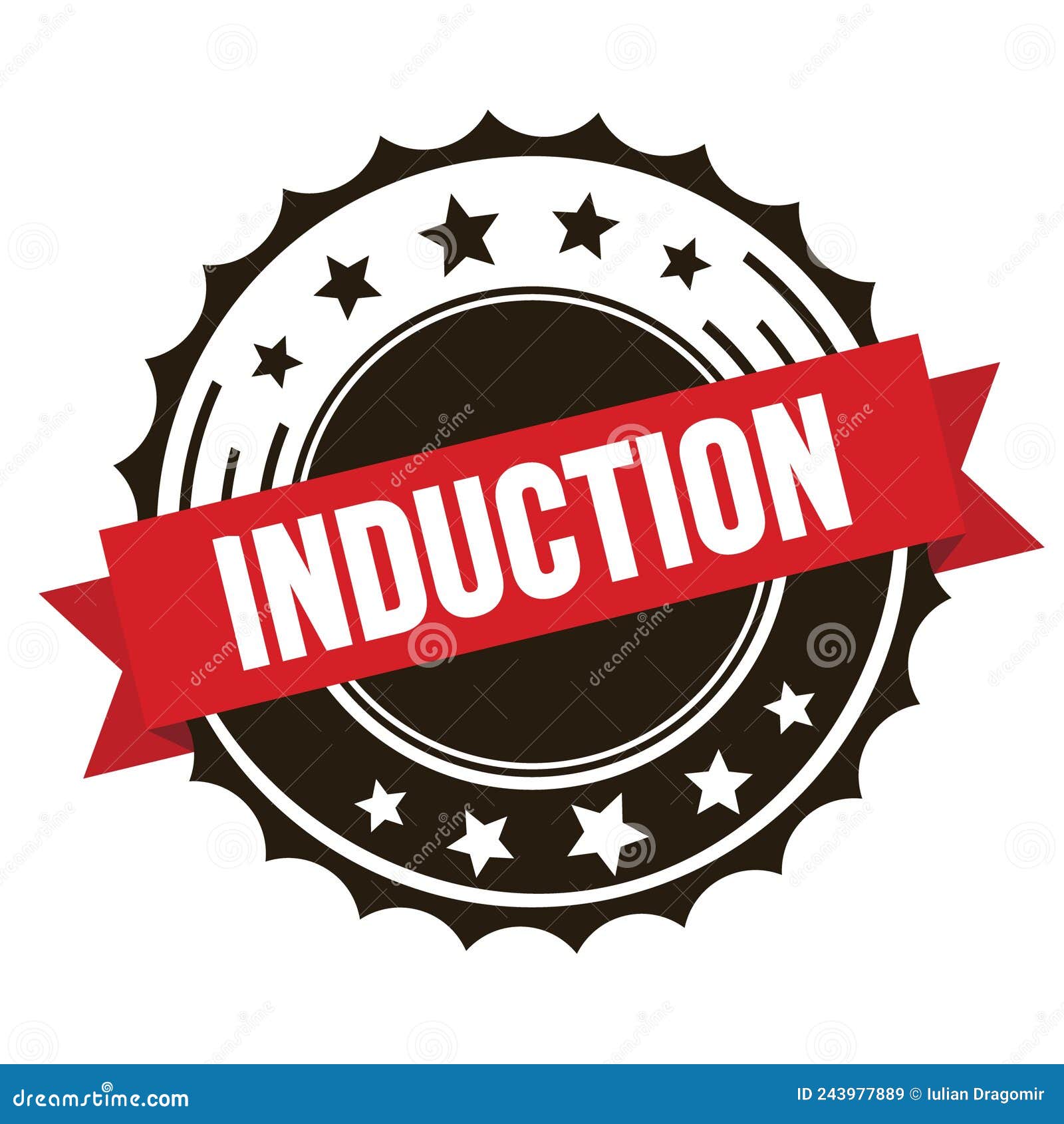 INDUCTION Text on Red Brown Ribbon Stamp Stock Illustration ...