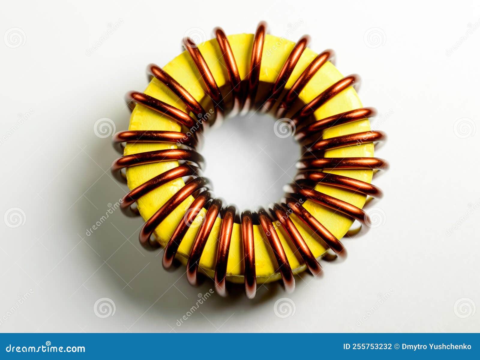 Inductive Component, Copper Wire Coil, Yellow Toroid - Macro Picture ...