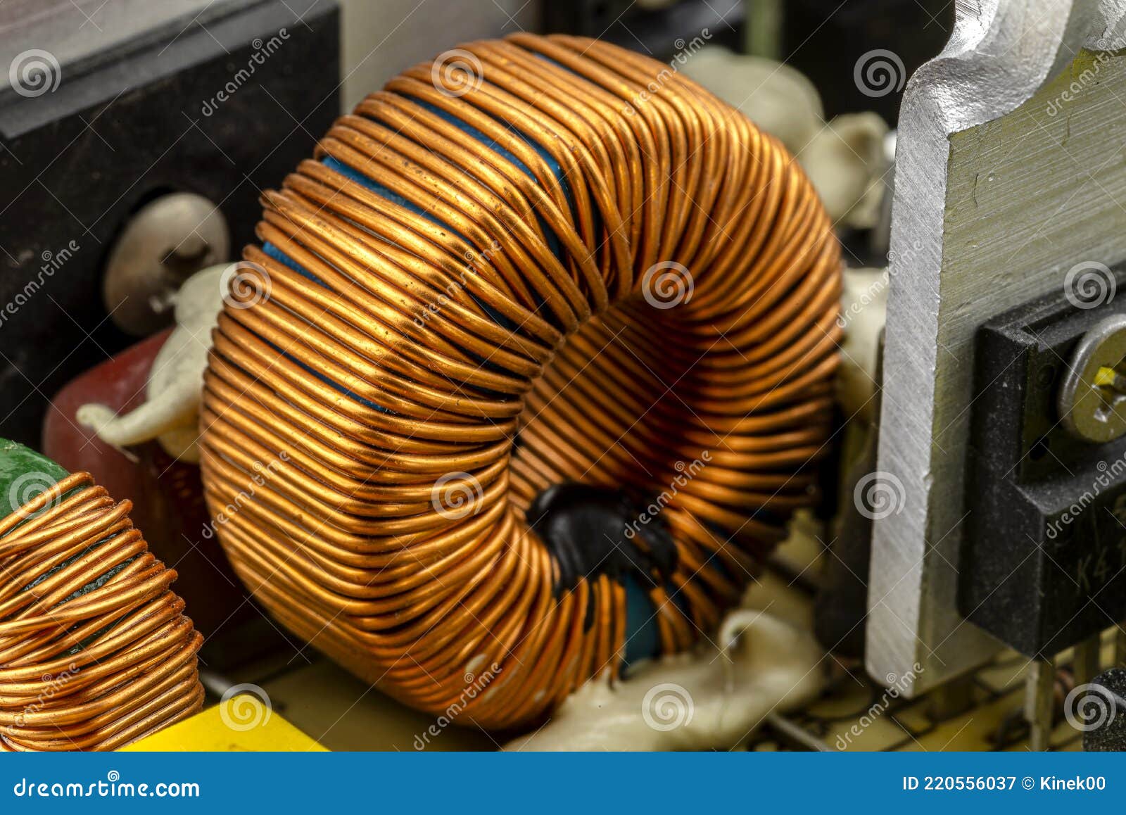 An Inductor, Toroidal Coil on a Ring with Visible Copper Scroll, Wound ...