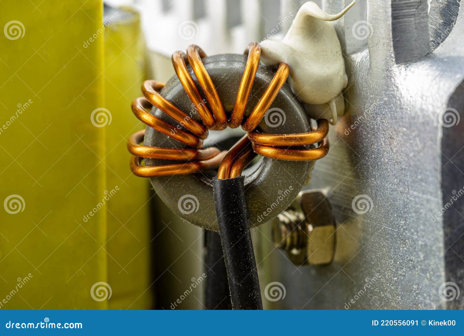 An Inductor, Toroidal Coil on a Ring with Visible Copper Scroll, Wound ...