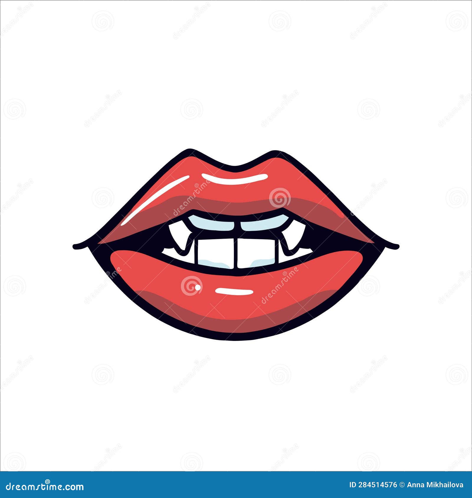 Red Lips with Fangs, Vampire Illustration Stock Vector - Illustration ...