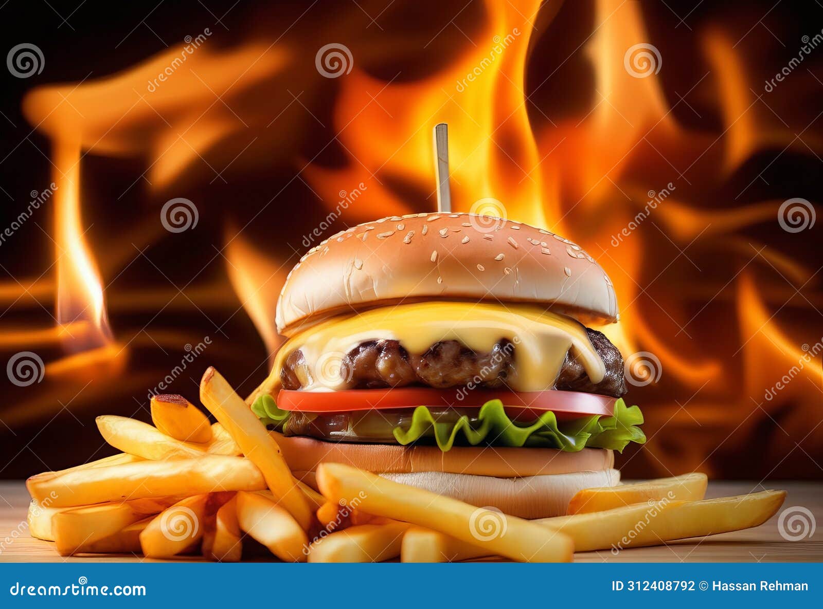 Indulge in a Cheesy Burger with Crispy Fries Stock Illustration ...
