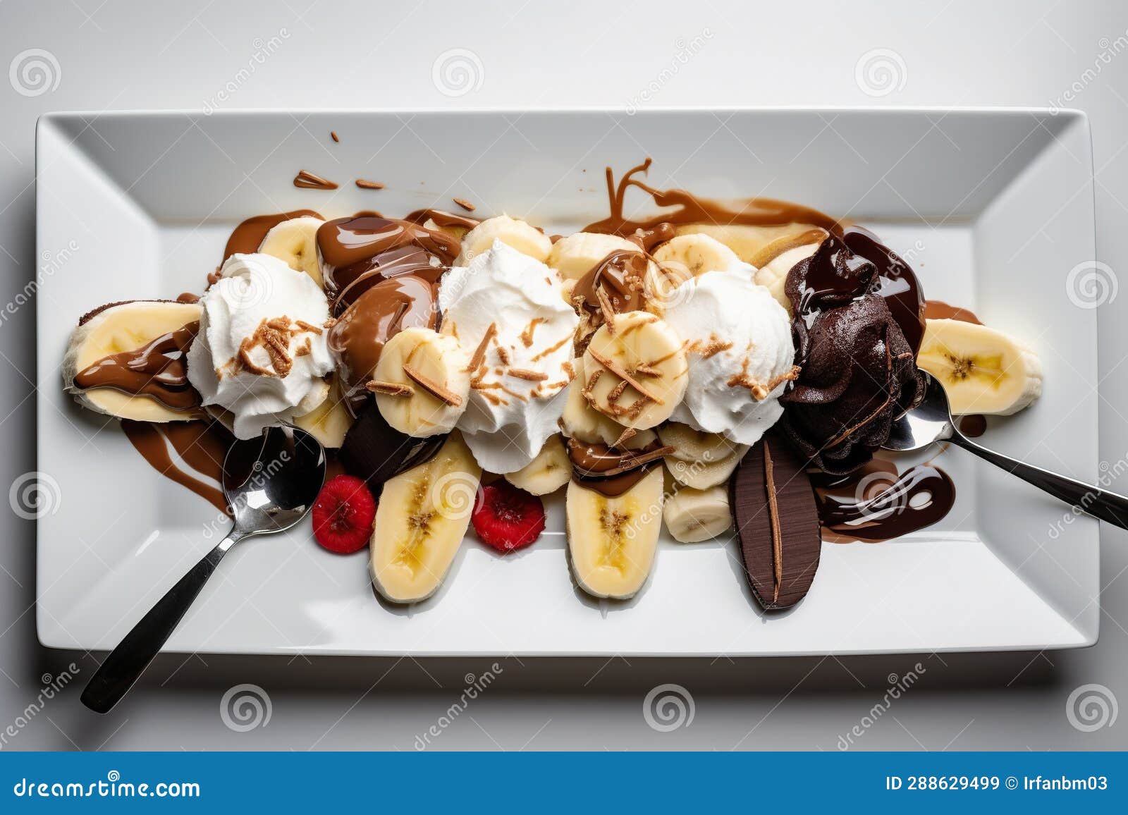 Indulge in Delight: Top-Down Banana Split Dessert Temptation Stock ...