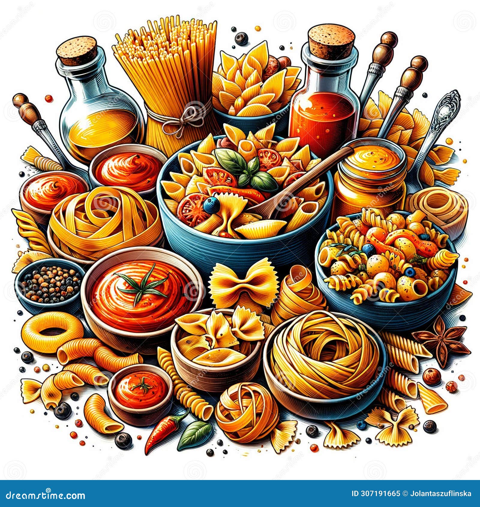 Pasta Paradise stock image. Illustration of menu, senses - 307191665