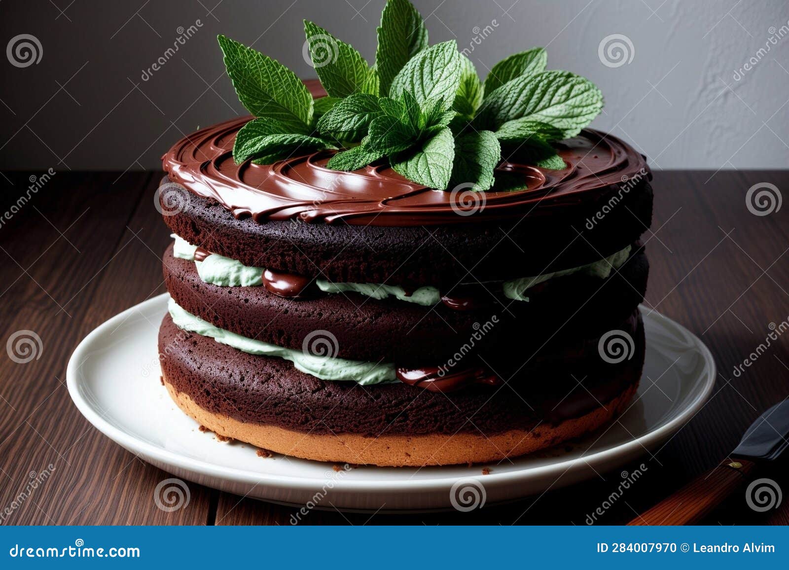 Indulgent Chocolate Mint Cake with Refreshing Mint Flavor.AI Generated ...