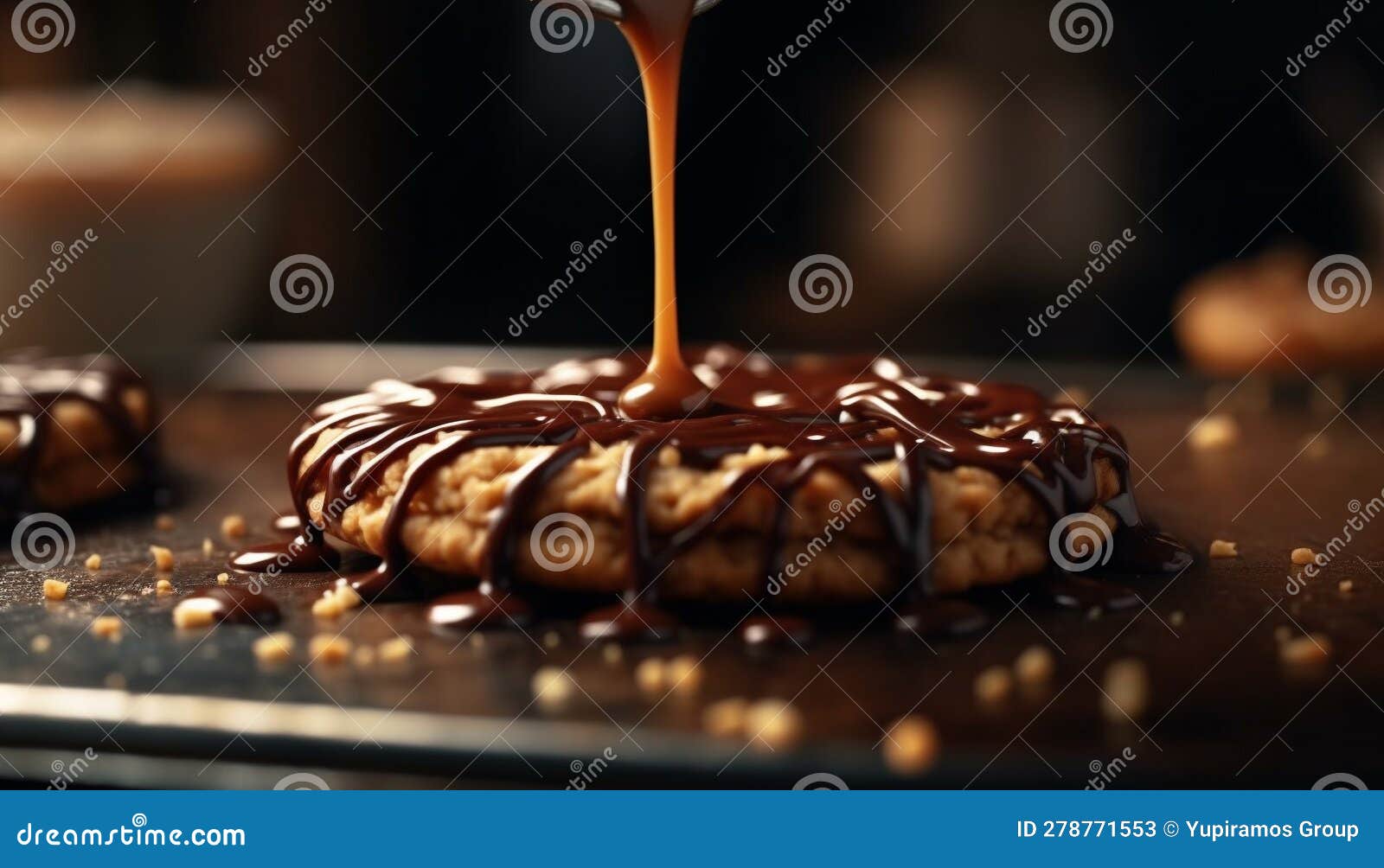 Indulgent Chocolate Pancake Stack with Caramel Sauce and Crunchy Bread ...