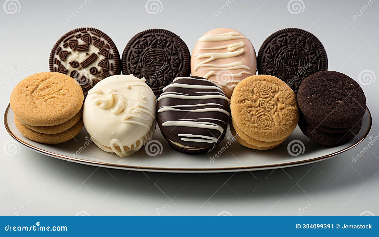 Indulgent Gourmet Chocolate Chip Cookies on a Plate Generated by AI ...