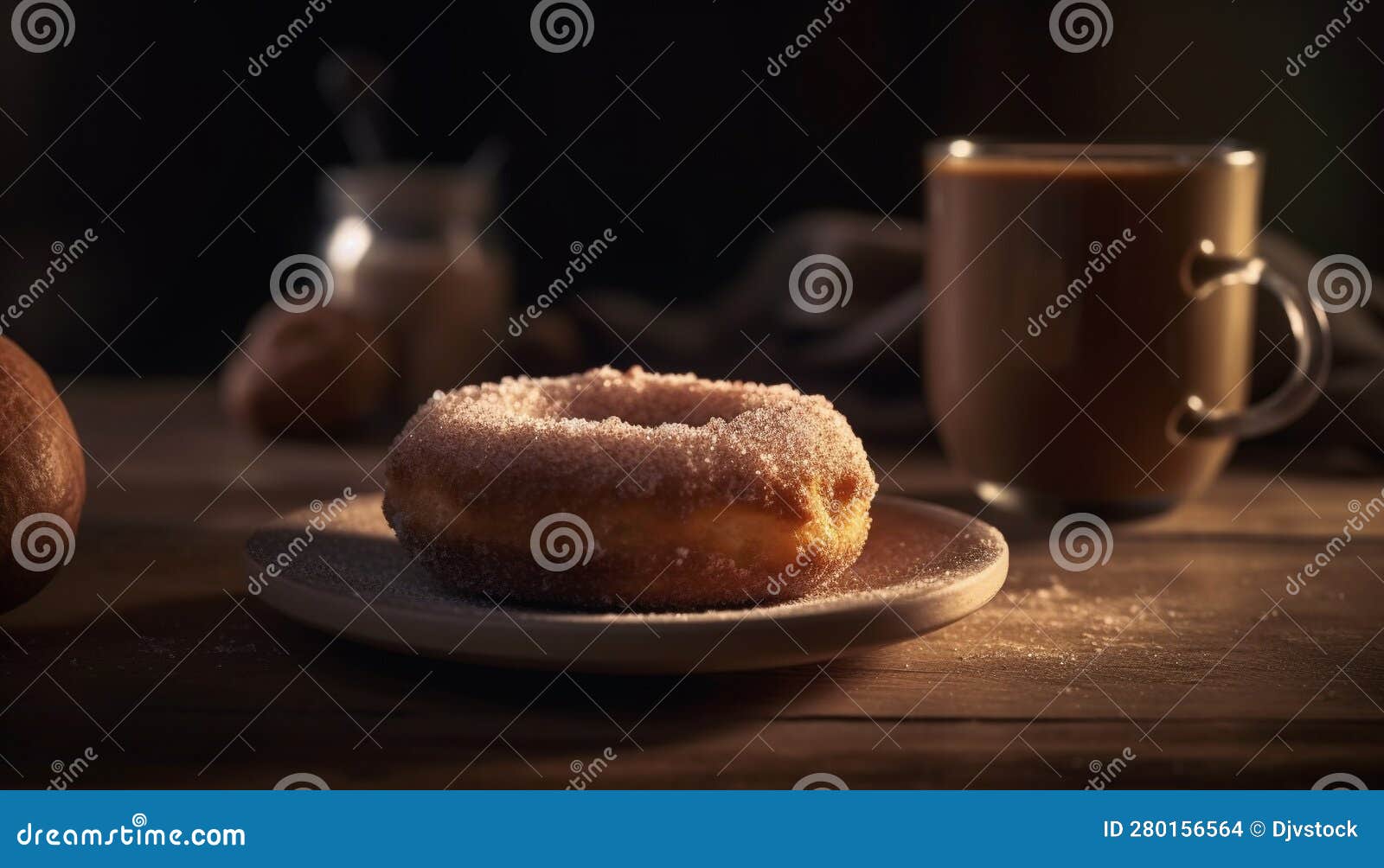 Indulgent Gourmet Snack Baked Donut with Chocolate Icing and Coffee ...