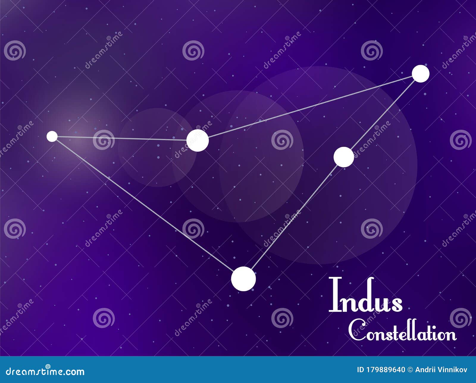 Indus Constellation, Vector Illustration With Basic Stars ...