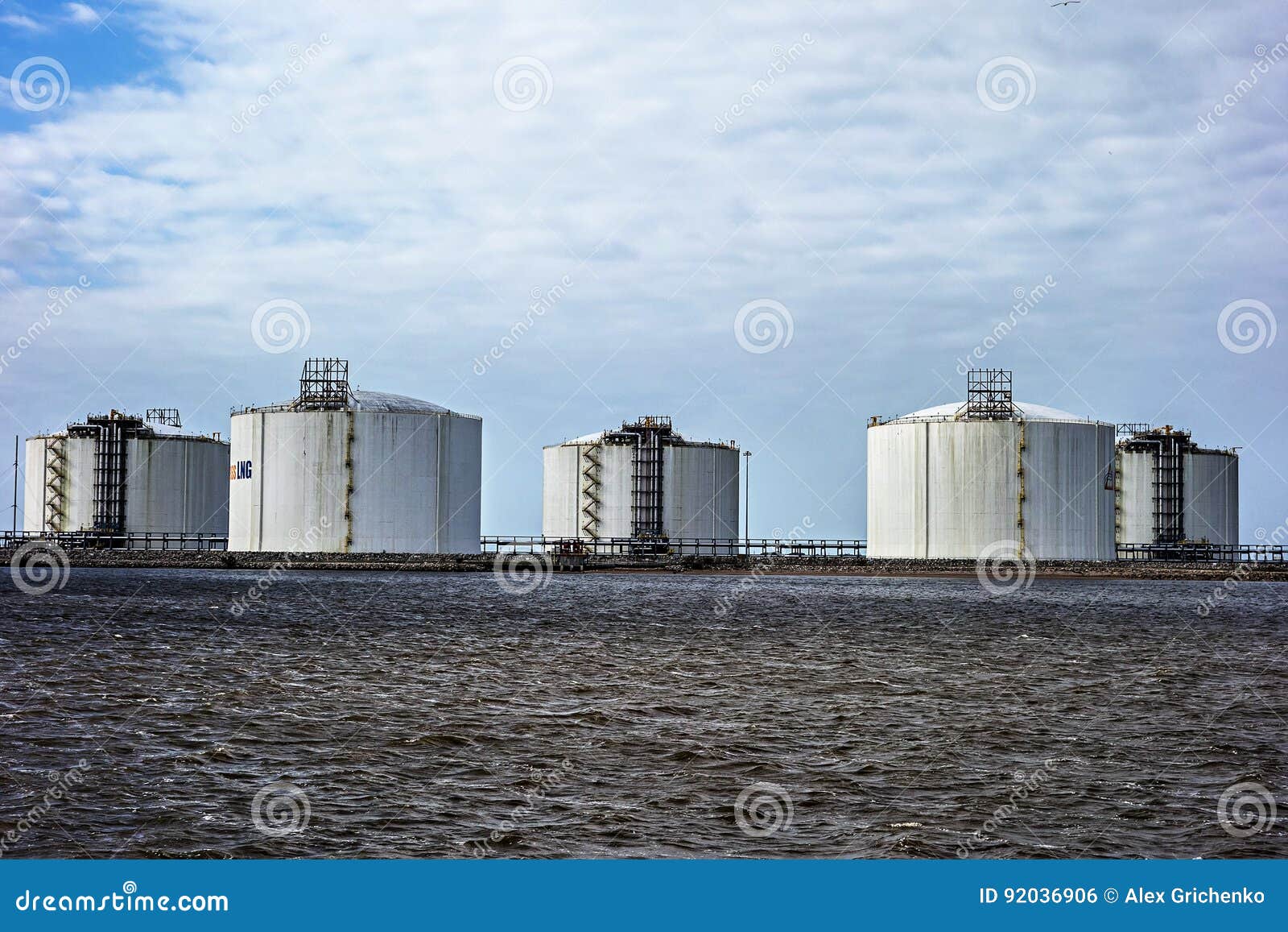Industria Oil Storage Tanks on the Water Front Stock Photo - Image of ...