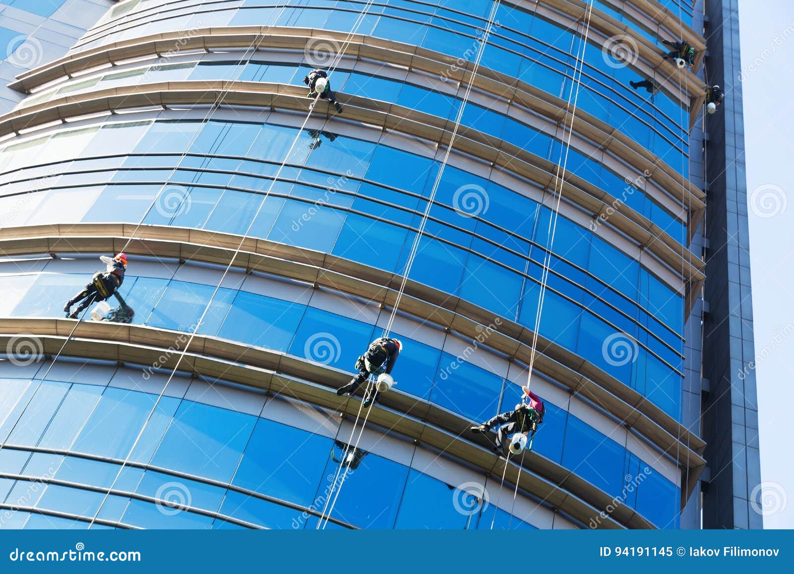 Industrial Alpinists Cleaning Skyscraper Stock Image - Image of facade ...