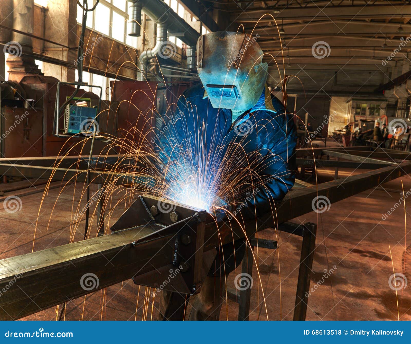 Industrial Arc Welding Work Stock Photo - Image of electrode, closeup ...