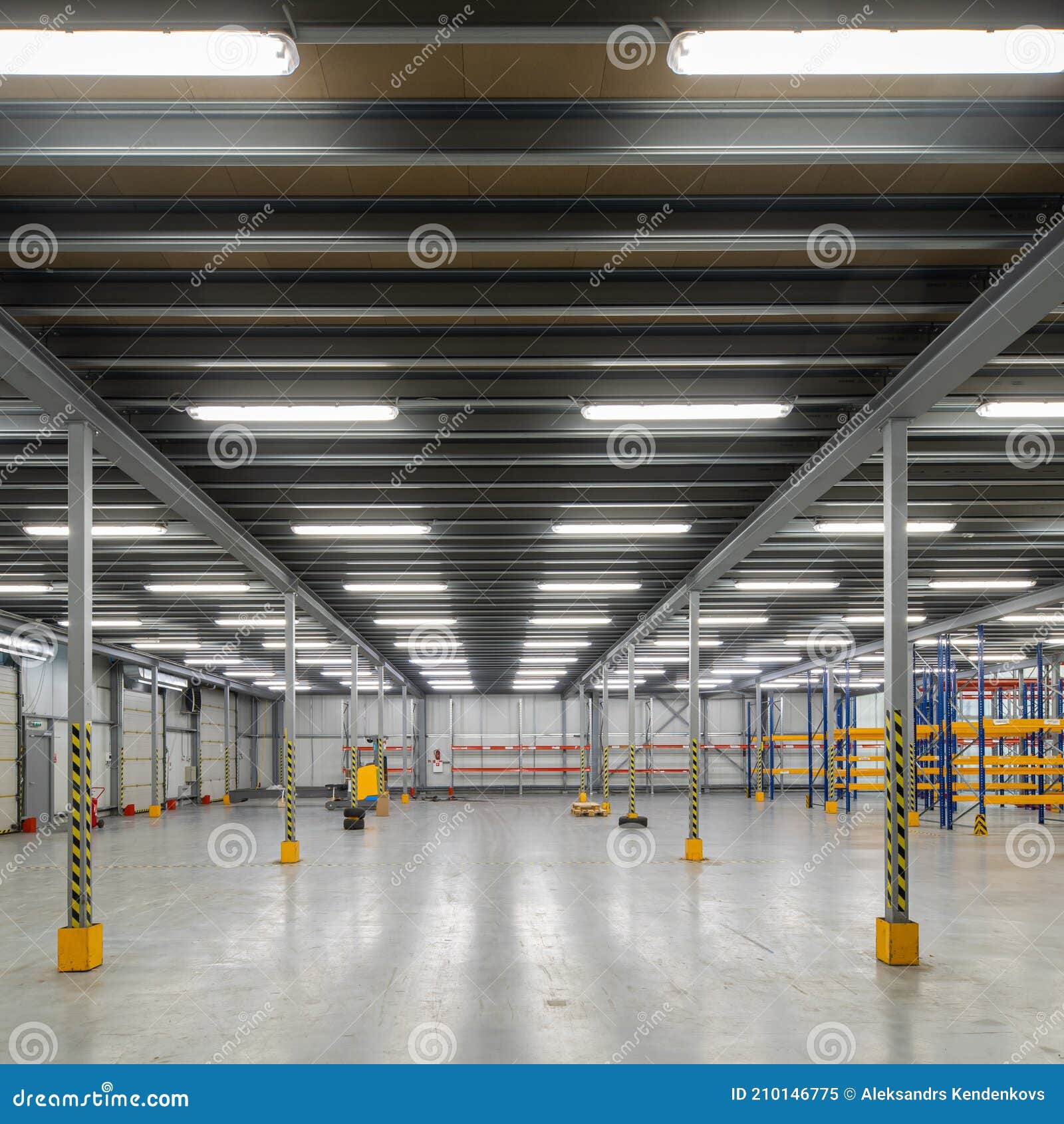 Interior of Huge Empty Storehouse. Industrial Warehouse Racking. Stock ...