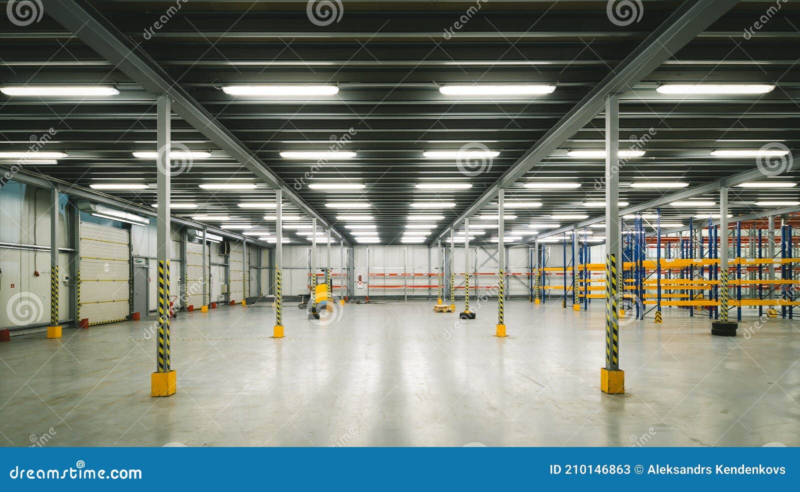 Interior of Huge Empty Storehouse. Industrial Warehouse Racking. Stock ...