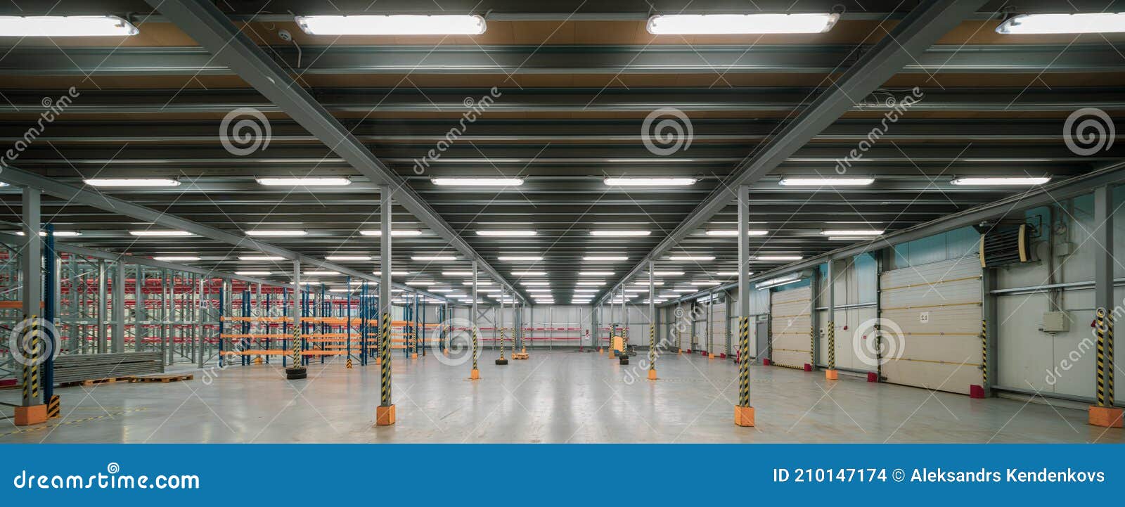 Interior of Huge Empty Storehouse. Industrial Warehouse Racking. Stock ...