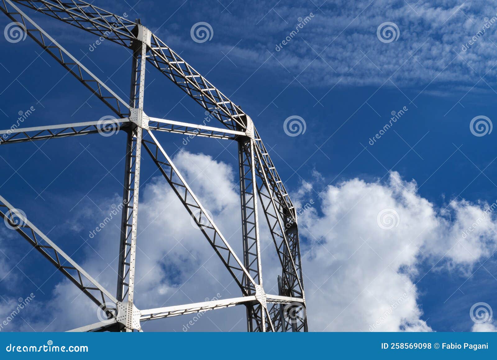 Industrial Architecture Steel Silo Metallic Skeleton Against Sky Stock ...