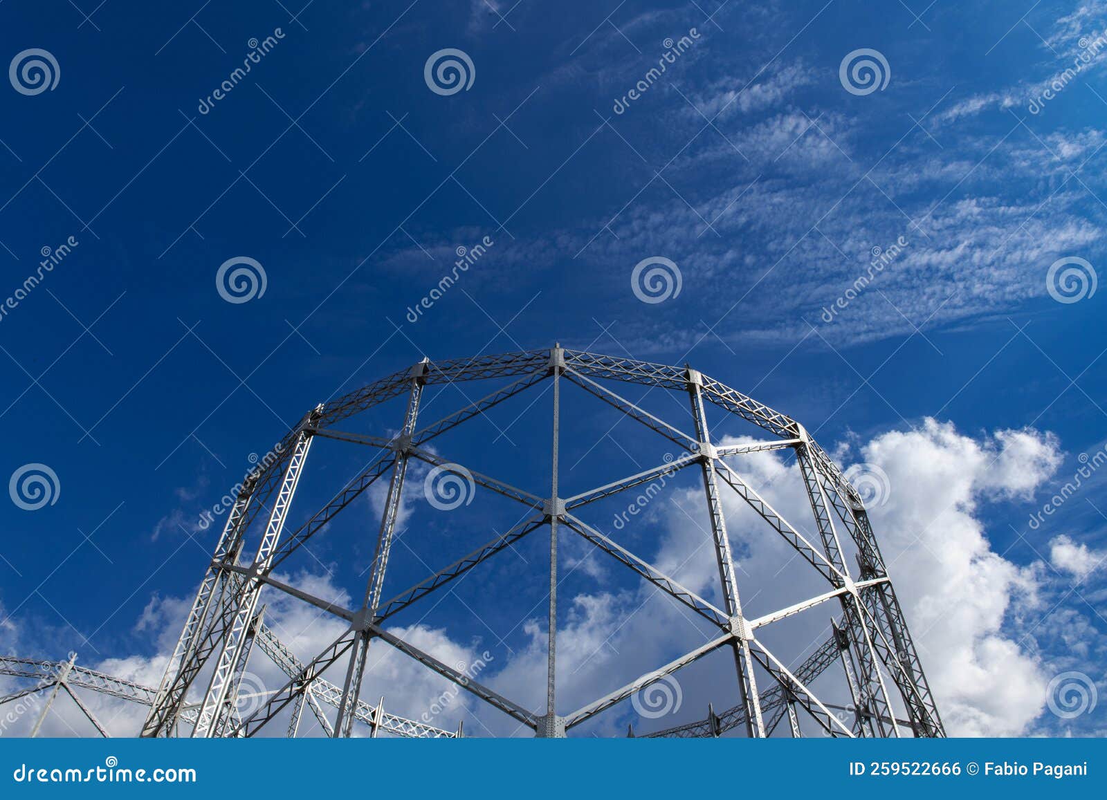 Industrial Architecture Steel Silo Metallic Skeleton Against Sky Stock ...