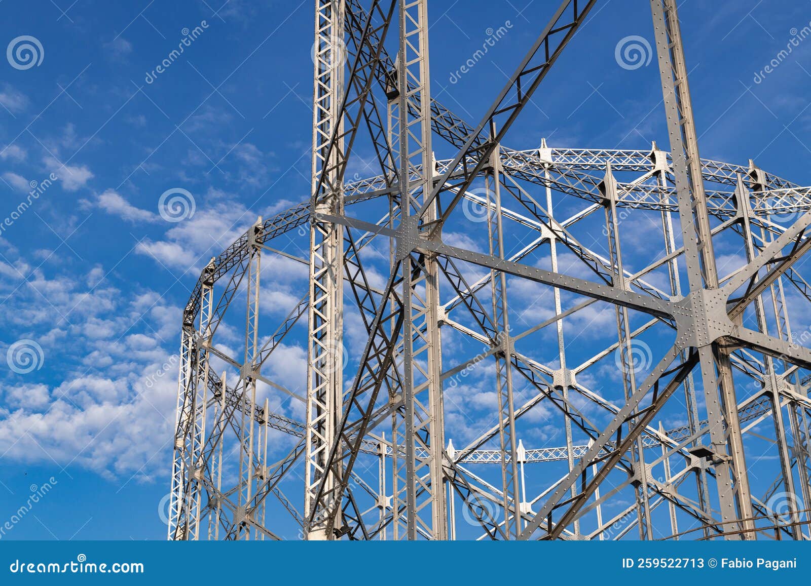 Industrial Architecture Steel Silo Metallic Skeleton Against Sky Stock ...