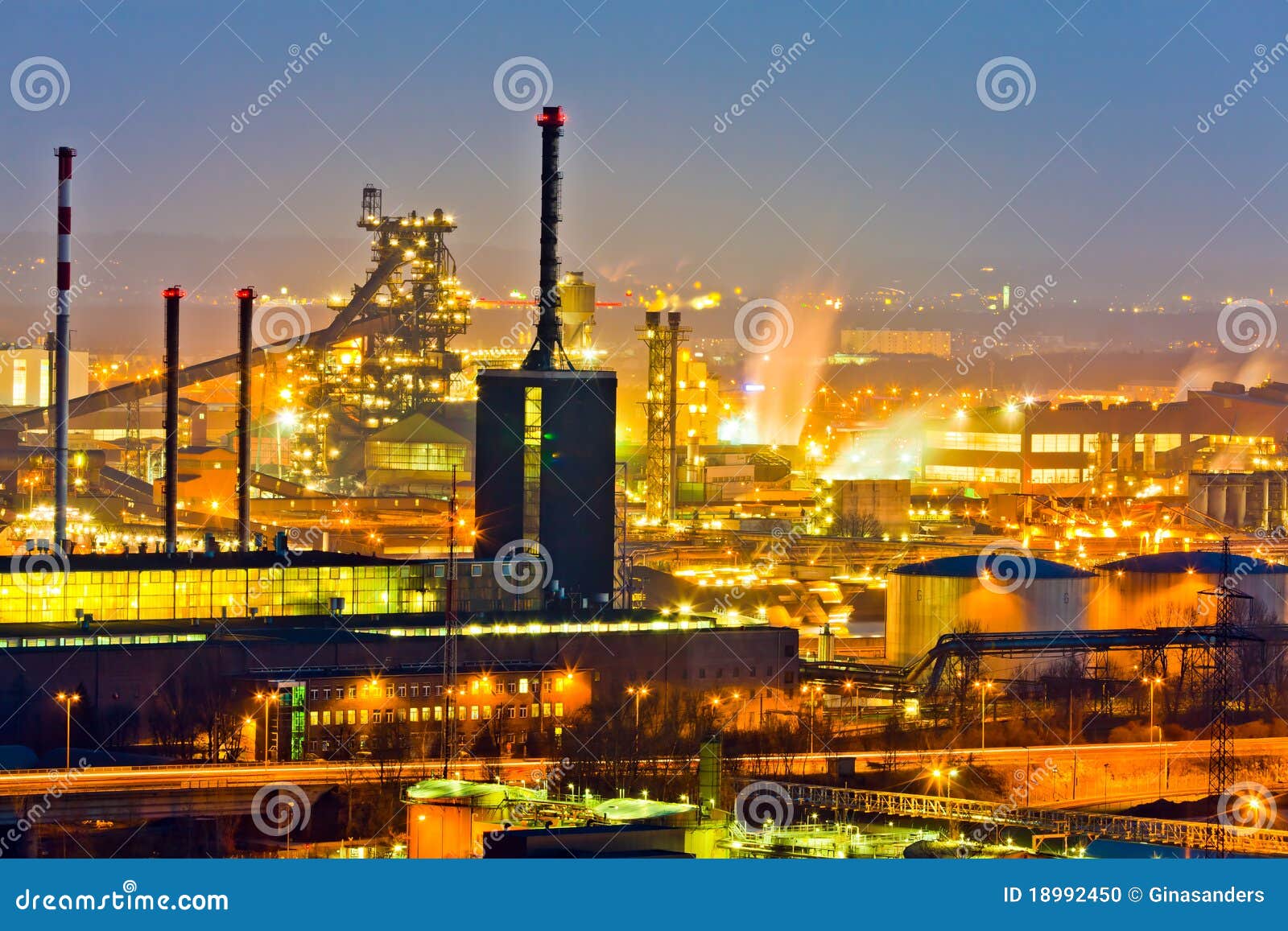 Industrial area at night stock photo. Image of business - 18992450