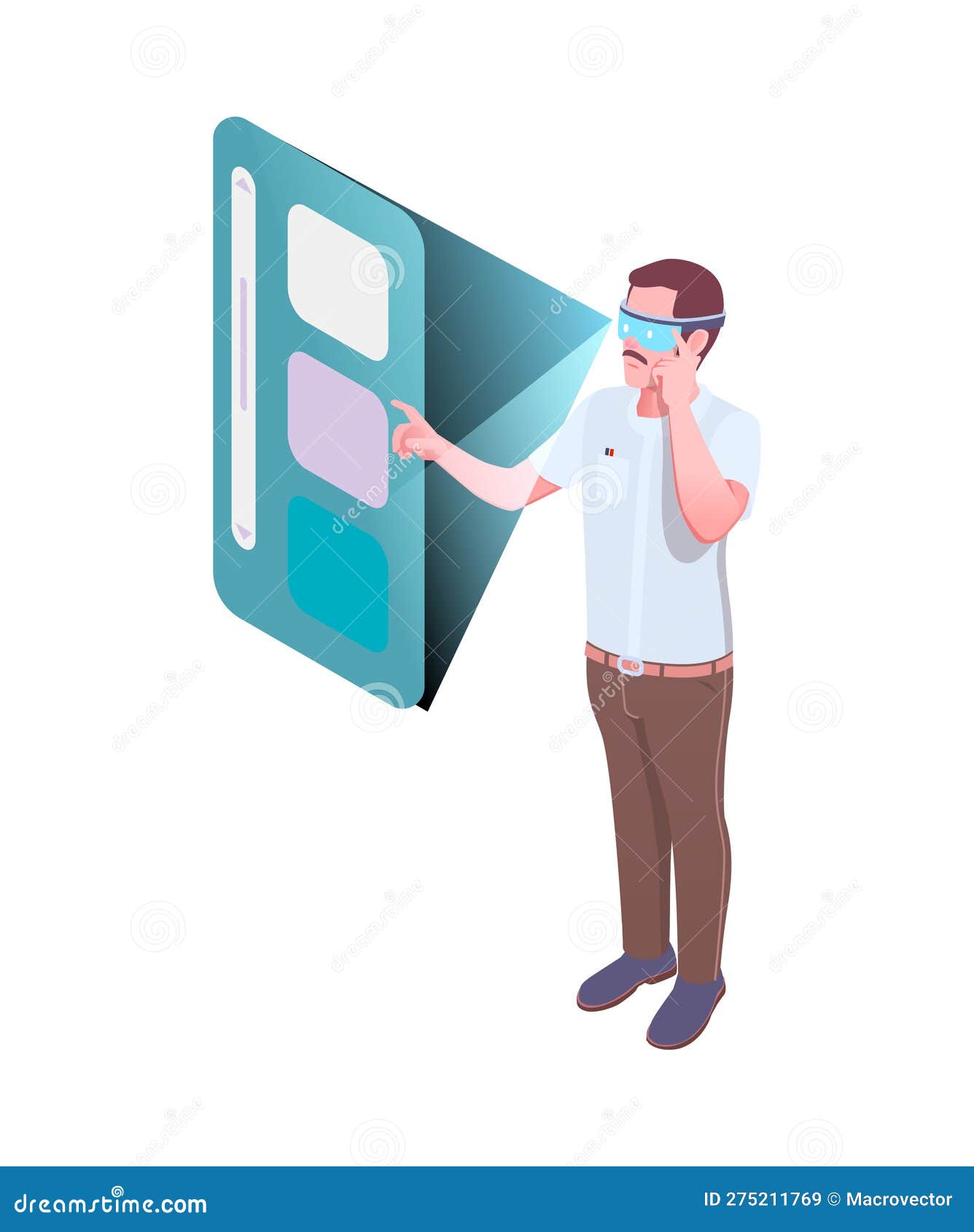 Industrial Augmented Reality Isometric Flowchart Cartoon Vector ...