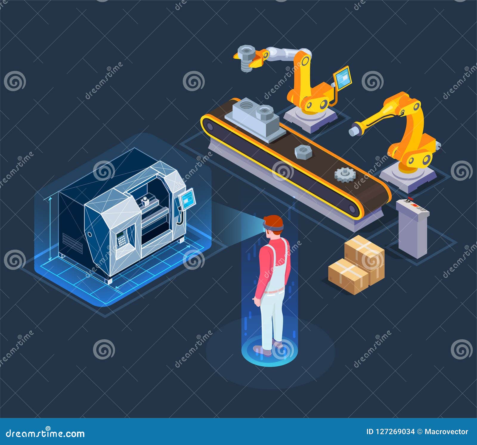 Industrial Augmented Reality Isometric Composition Stock Vector ...