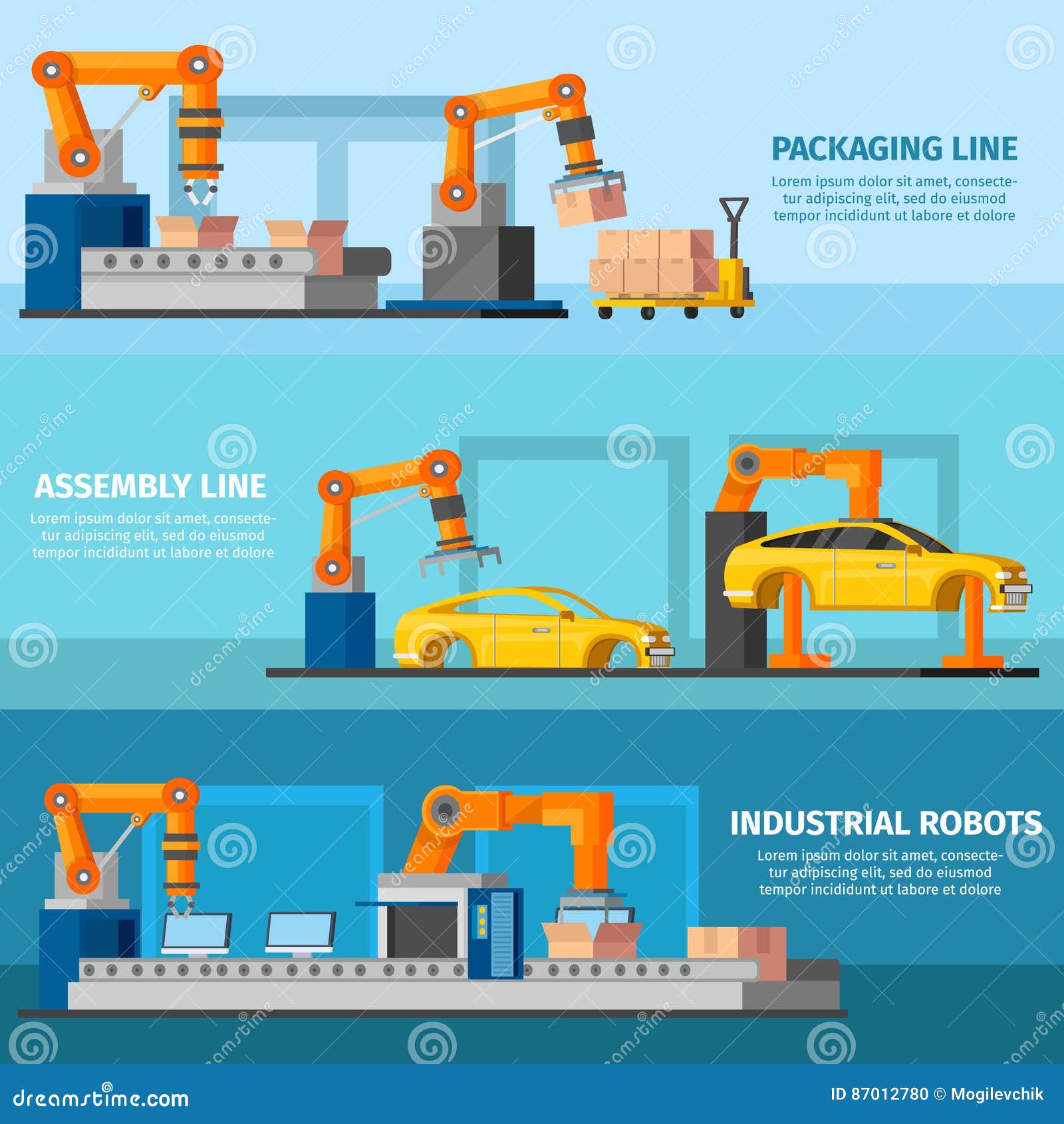 Industrial Automated Manufacturing Banners Stock Vector - Illustration ... Industrial Automated Manufacturing Banners Stock Vector - Illustration ...