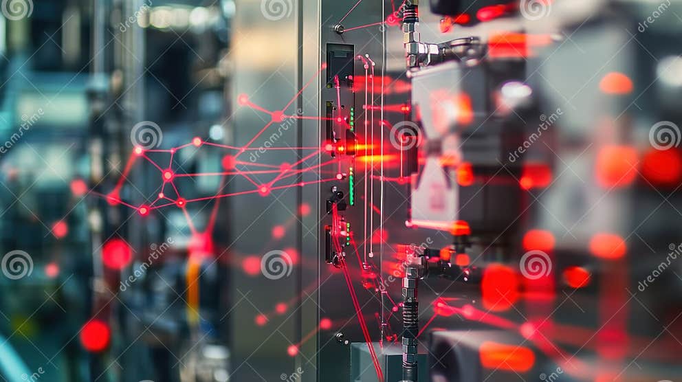 Industrial Automation Control Panel with Network Connections Visualized ...