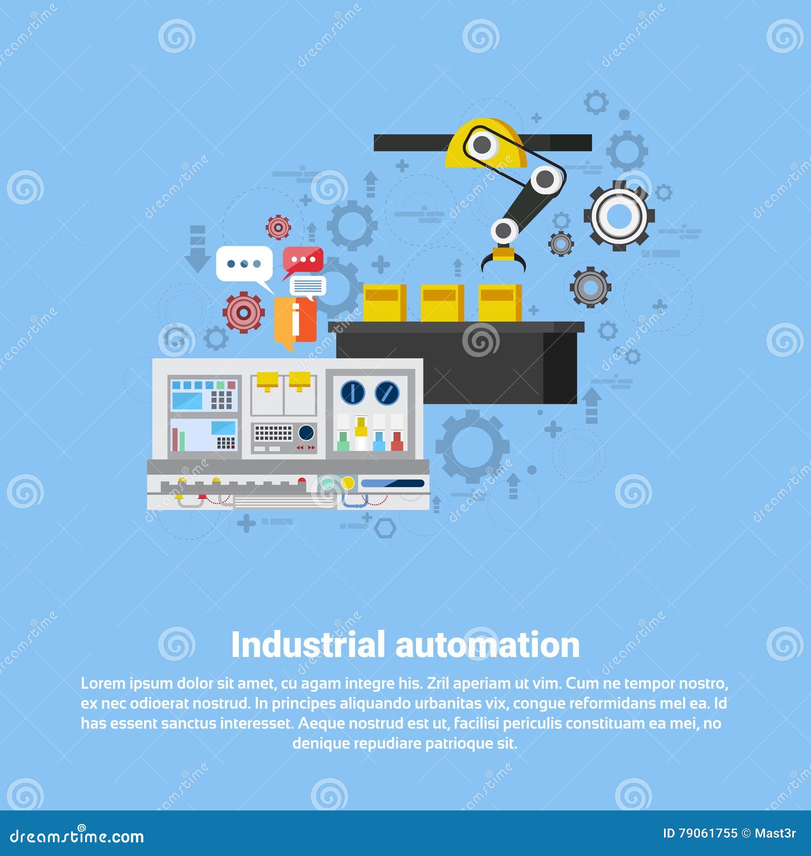 Industrial Automation Industry Production Web Banner Stock Vector ...