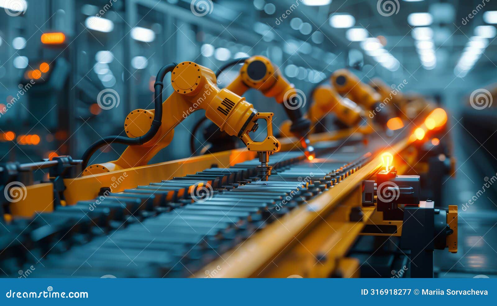 Industrial Automation: Robots in the Production Process. Created by AI ...