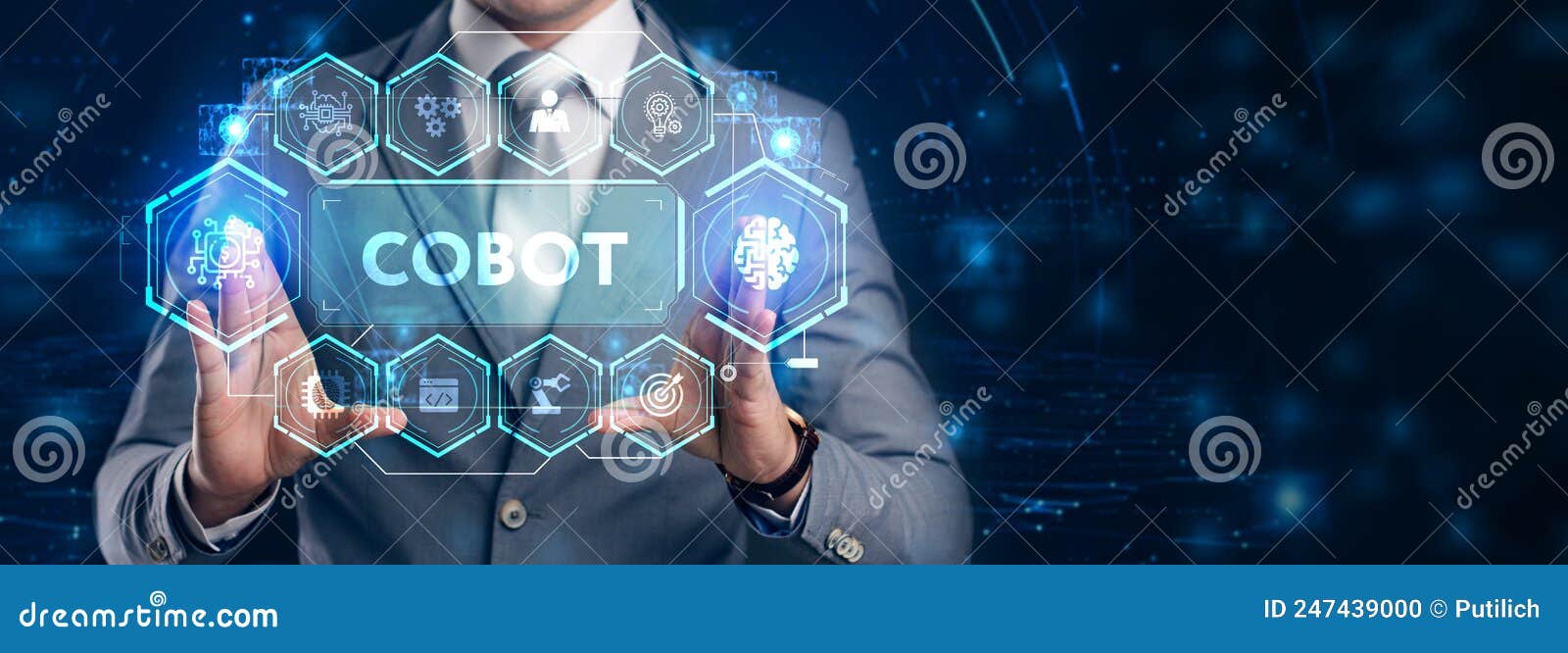 Industrial Automation Technology Concept. Collaborative Robot, Cobot ...