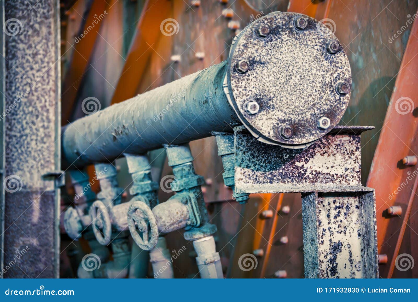 Corroded pipes and valves stock photo. Image of broken - 171932830