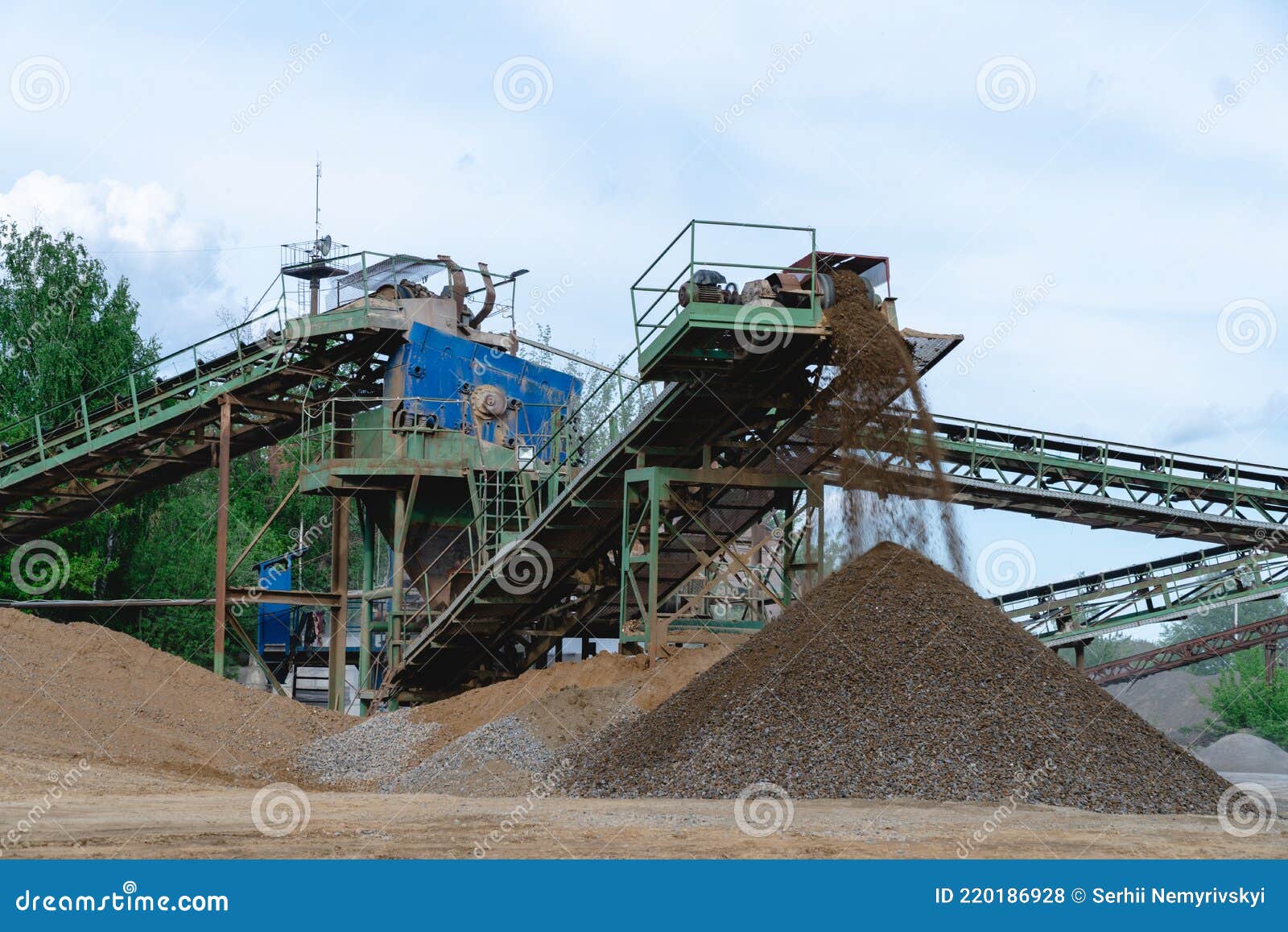 Industrial Background - Crusher Rock Stone Crushing Machine at Open Pit ...