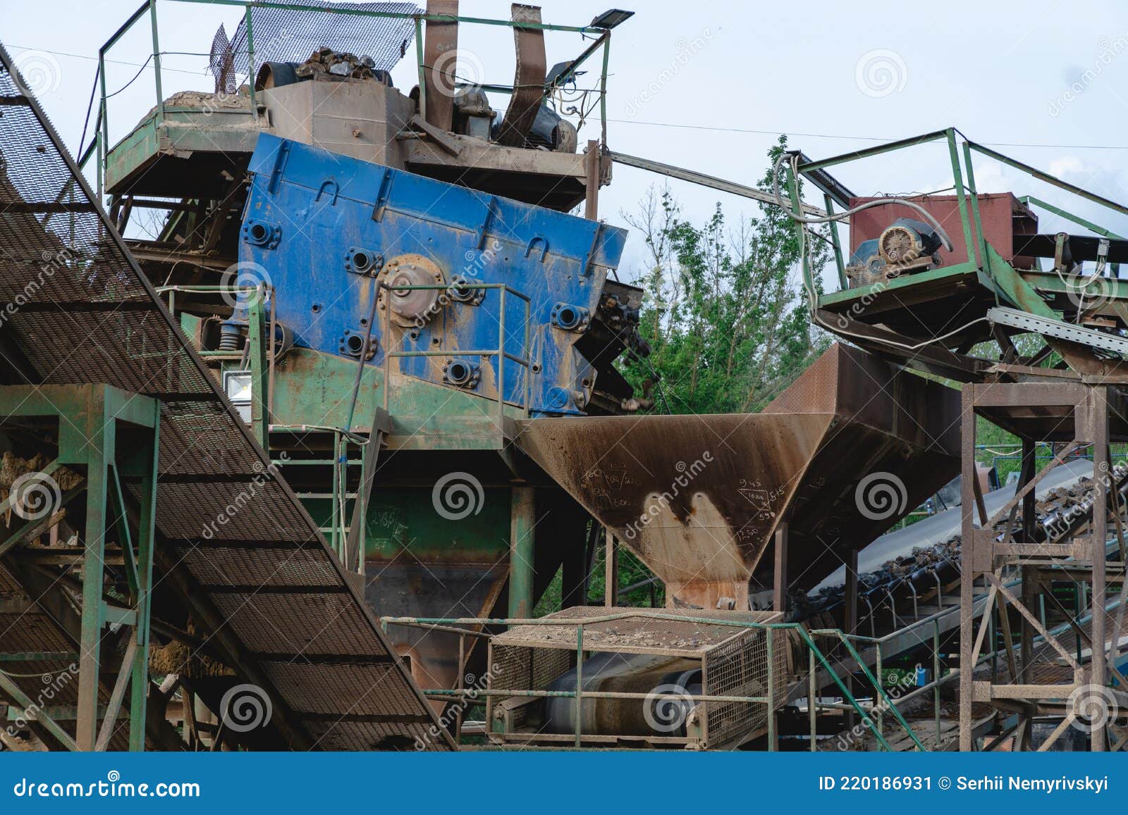 Industrial Background - Crusher Rock Stone Crushing Machine at Open Pit ...