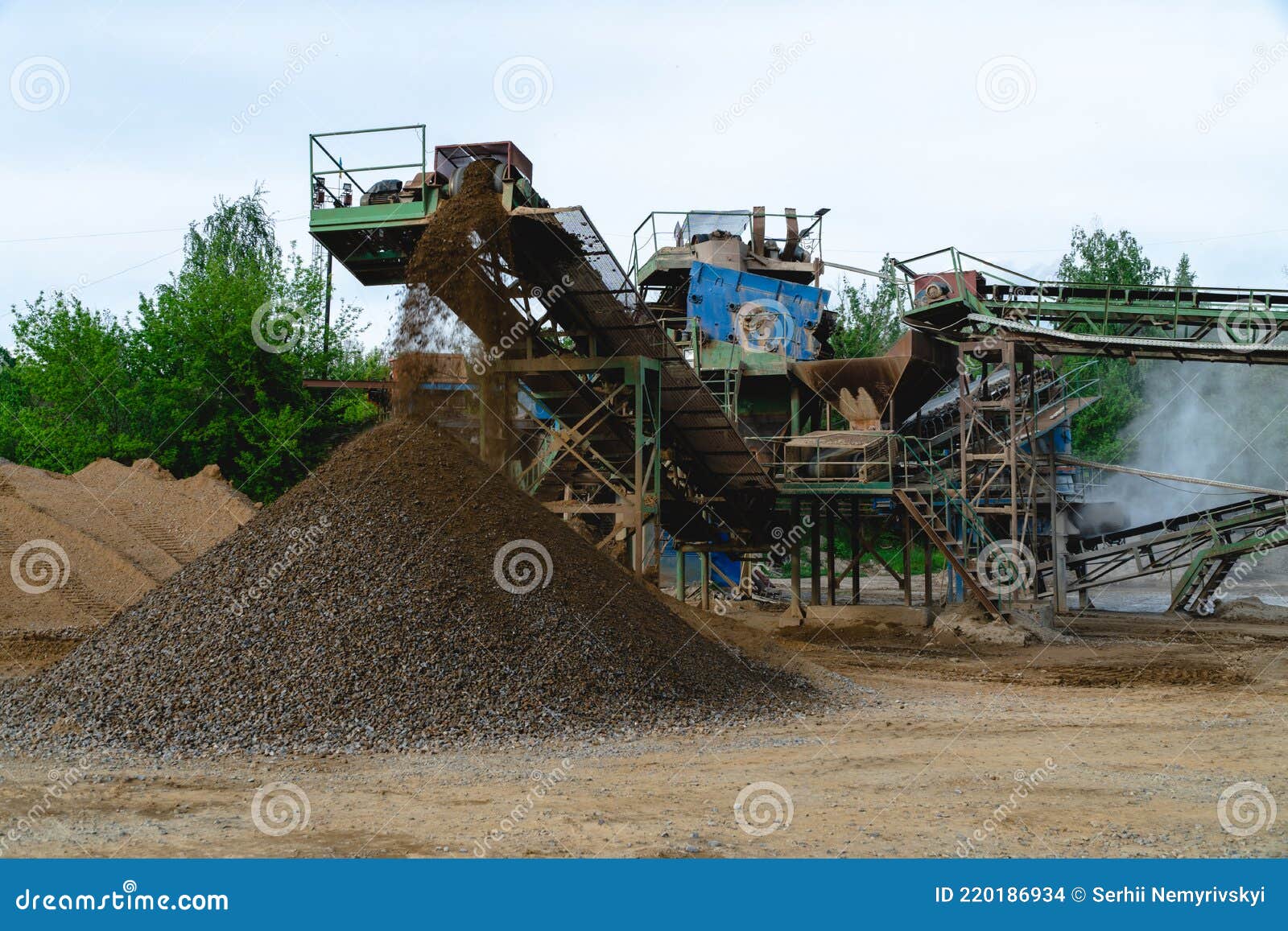 Industrial Background - Crusher Rock Stone Crushing Machine at Open Pit ...