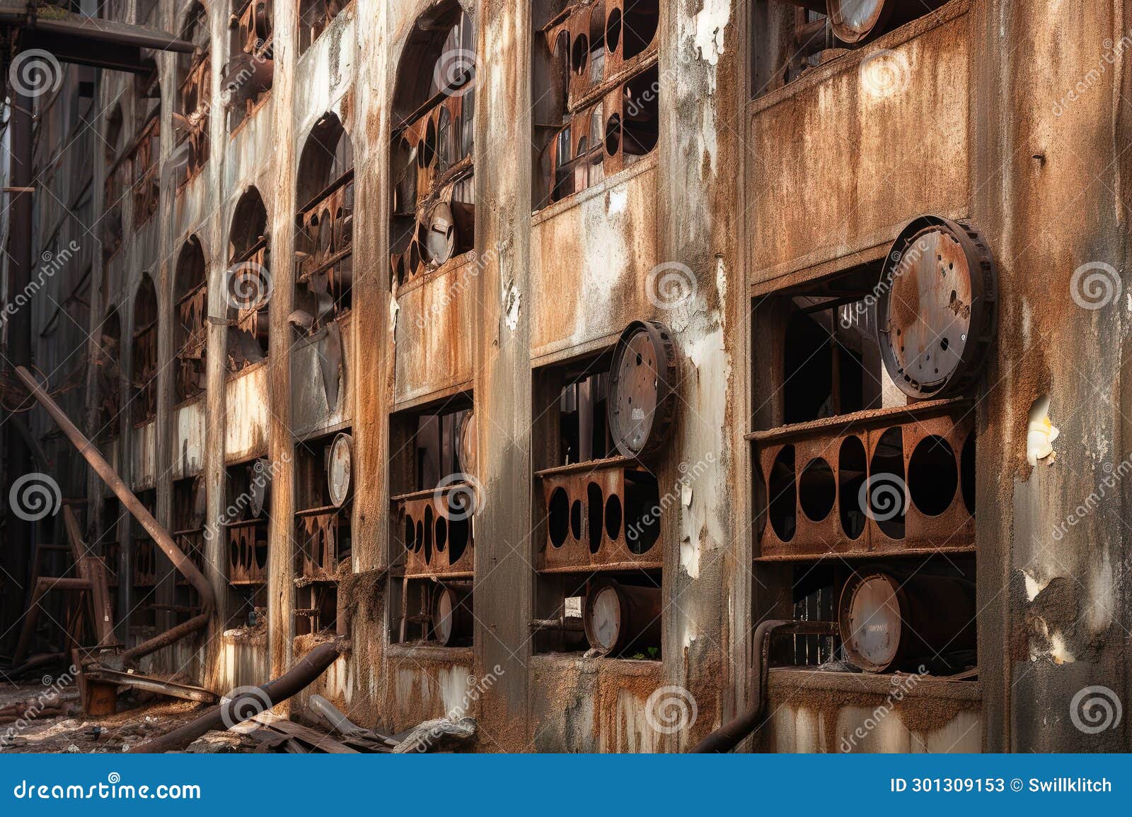 Industrial Background with Decayed Wall of Industrial Building ...