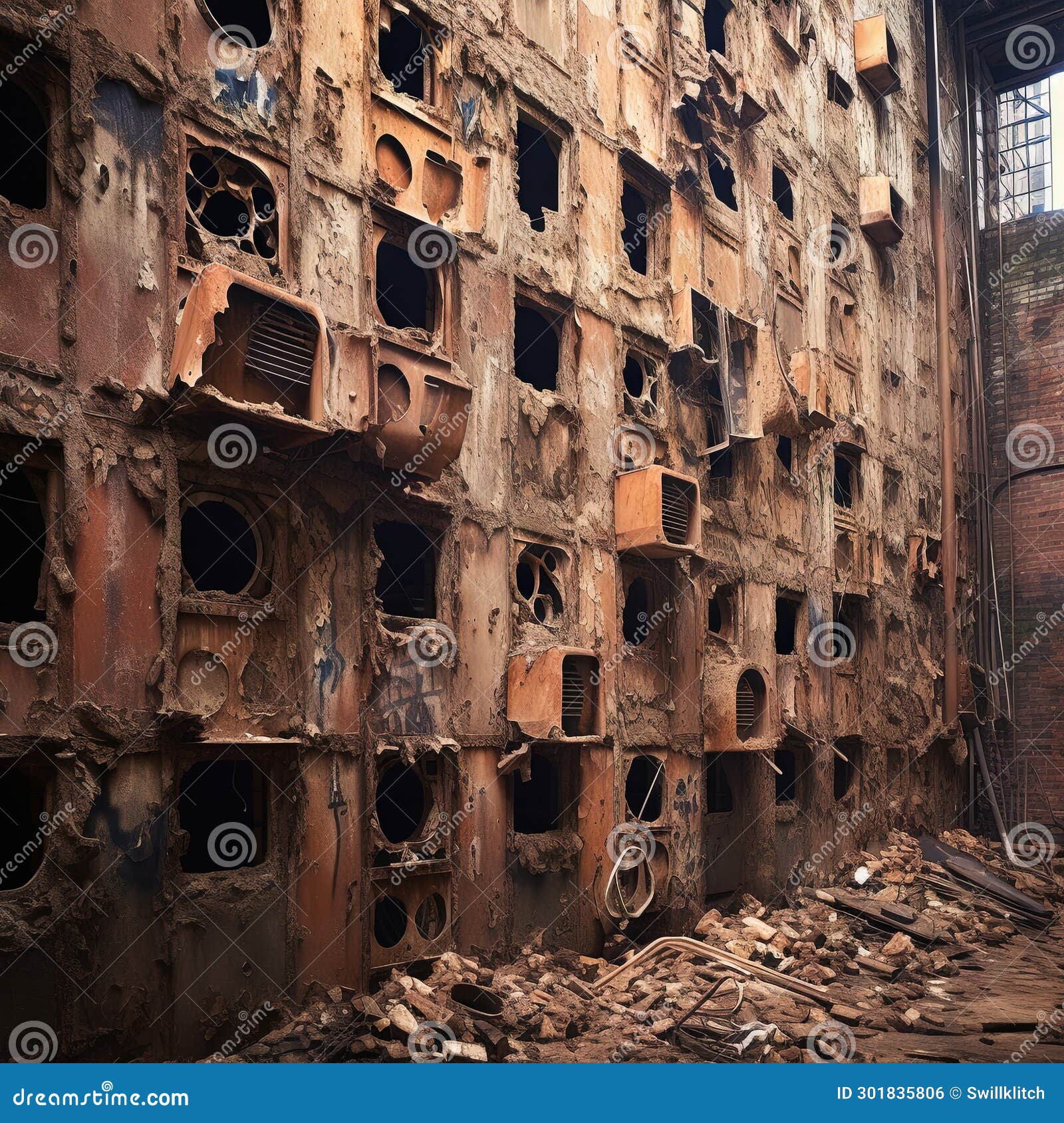 Industrial Background with Decayed Wall of Industrial Building ...