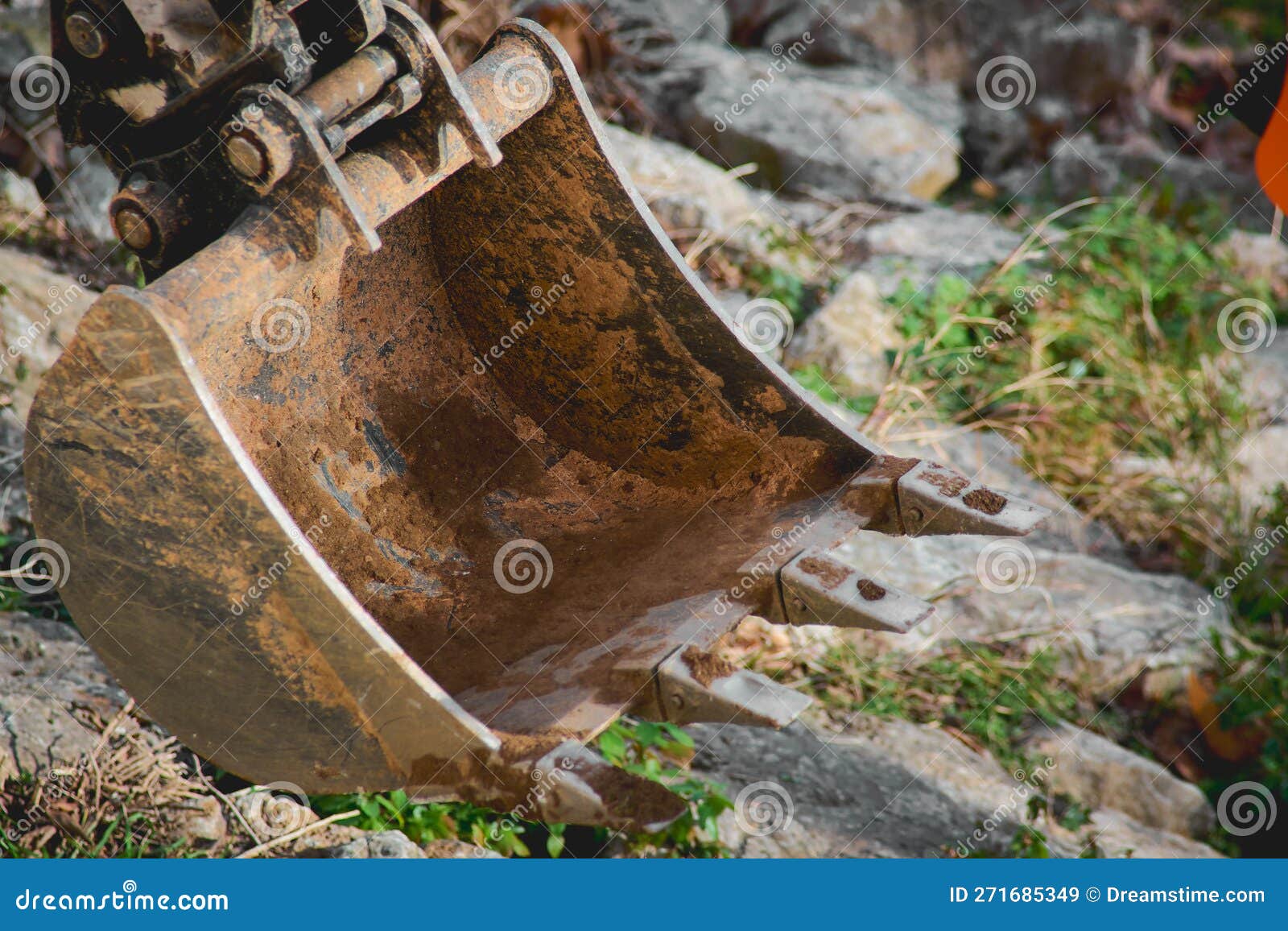 Industrial Background. Digger Bucket Close-up Stock Image - Image of ...