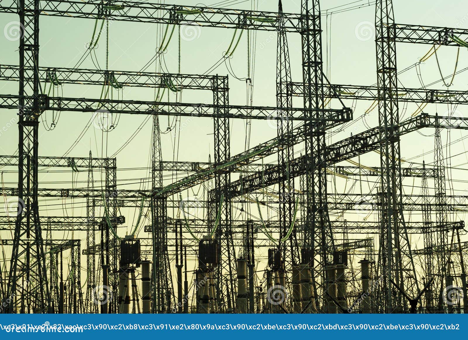 Industrial Background - Silhouettes of Electrical Substation Facilities ...