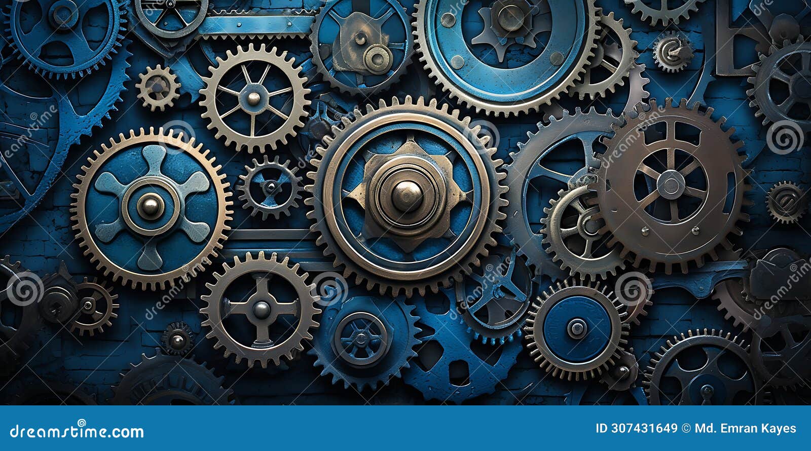 An Industrial Background Made of Old Metal Cogs Stock Illustration ...