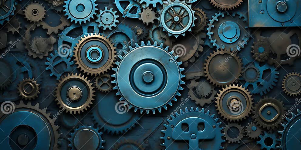 An Industrial Background Made of Old Metal Cogs Stock Illustration ...