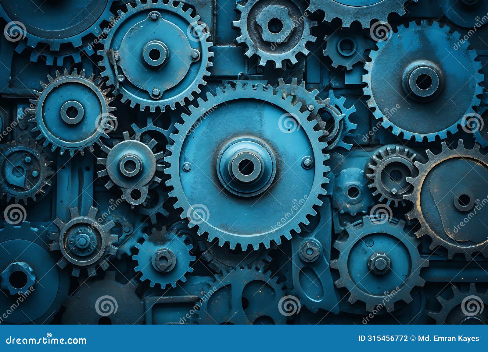 An Industrial Background Made of Old Metal Cogs, 3d Rendering Stock ...