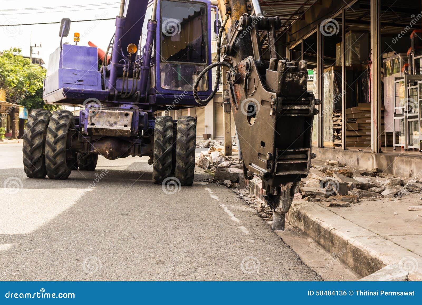 Industrial Backhoe, Bulldozer Moving Drilling Stock Photo - Image of ...