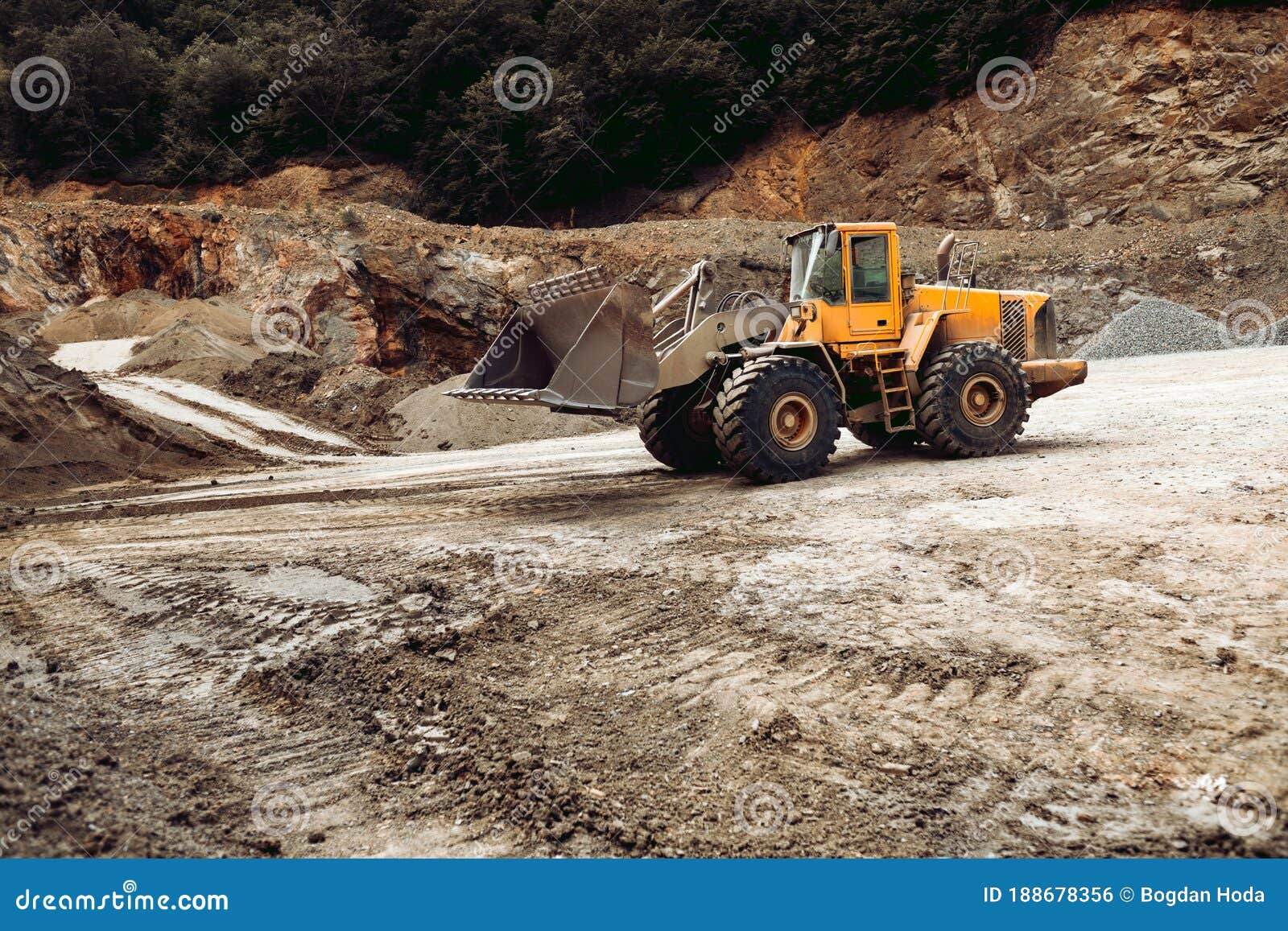 Industrial Backhoe Excavator and Wheel Loader Working on Highway ...