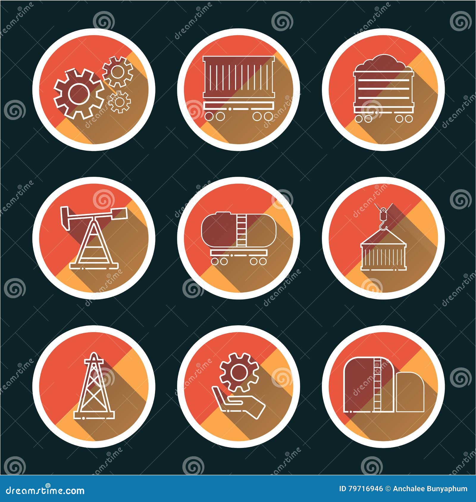 Industrial Basic Icon Colour Long Shadows Stock Illustration ...