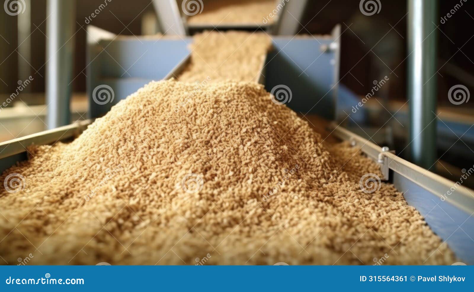 Industrial Belt Conveyor Moving Pellets Stock Image - Image of sawdust ...