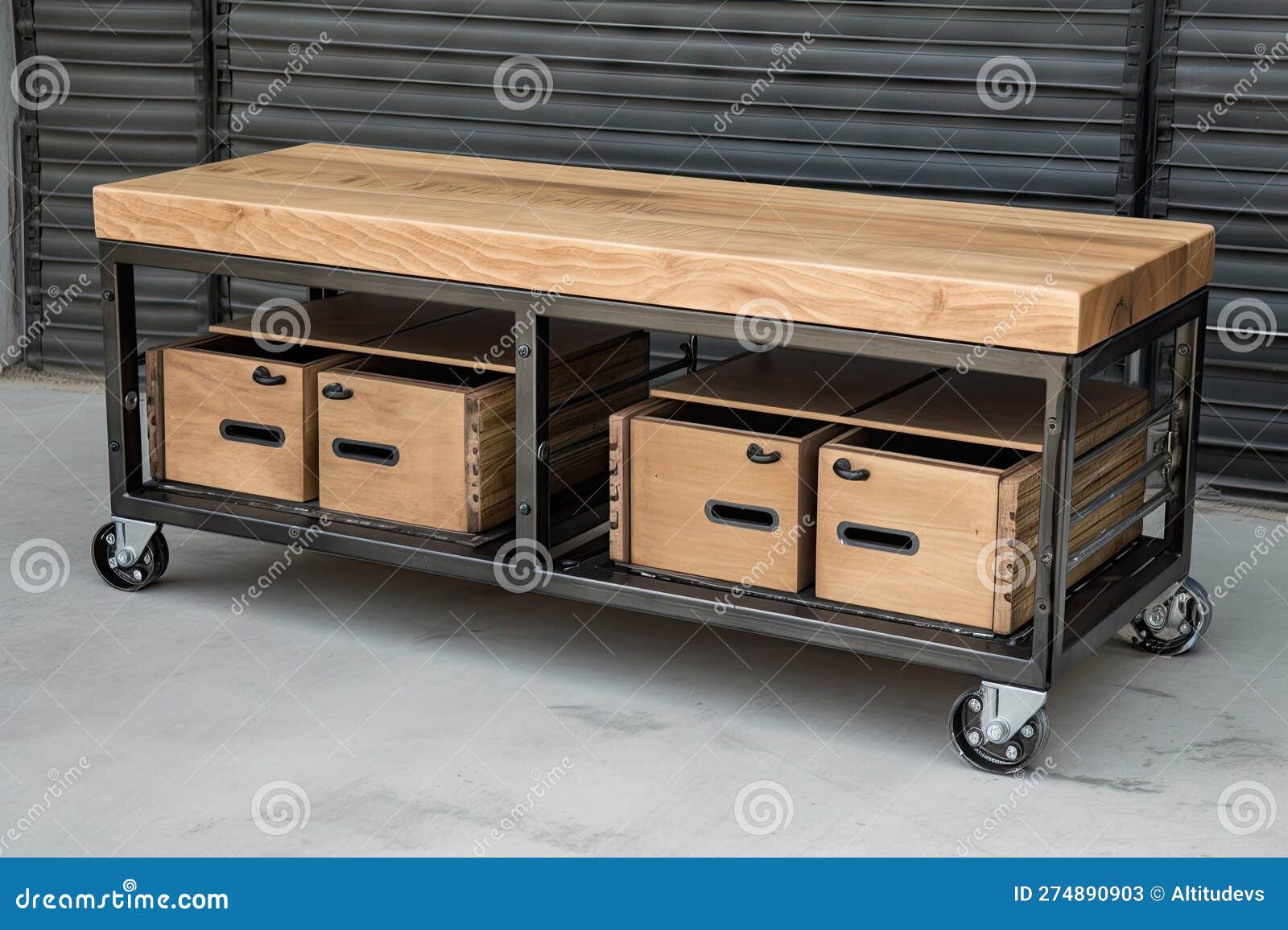 Industrial Bench, with Built-in Storage and Wheels for Easy Mobility ...