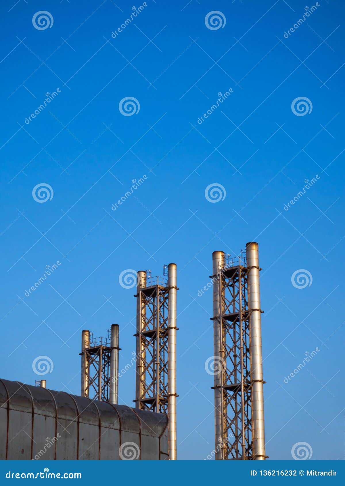 Industrial Big Chimney Stacks Stock Photo - Image of steel, energy ...