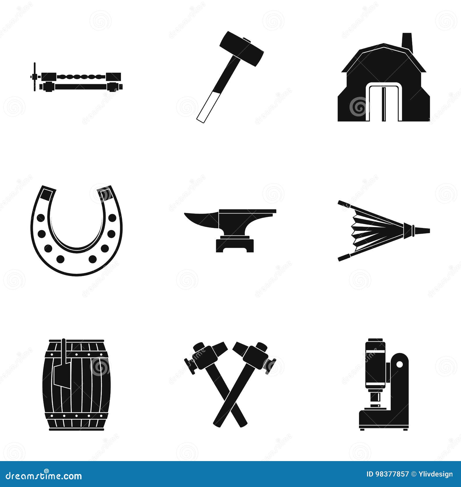 Industrial Blacksmith Icon Set, Simple Style Stock Vector ...